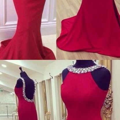 Sexy Open Back Red Prom Dress,Sheath Red Evening Dress,Mermaid Open ...