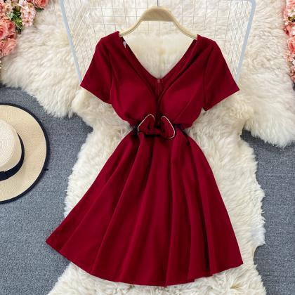 A-line 2021 Summer V-neck Backless Summer Dress on Luulla