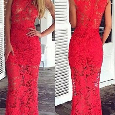 Red Prom Dresses,Mermaid Prom Dress,Red Prom Gown,Lace Prom Gowns ...