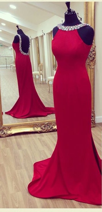 Sexy Open Back Red Prom Dress,Sheath Red Evening Dress,Mermaid Open ...