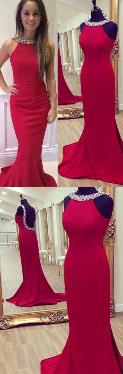 Sexy Open Back Red Prom Dress,Sheath Red Evening Dress,Mermaid Open ...