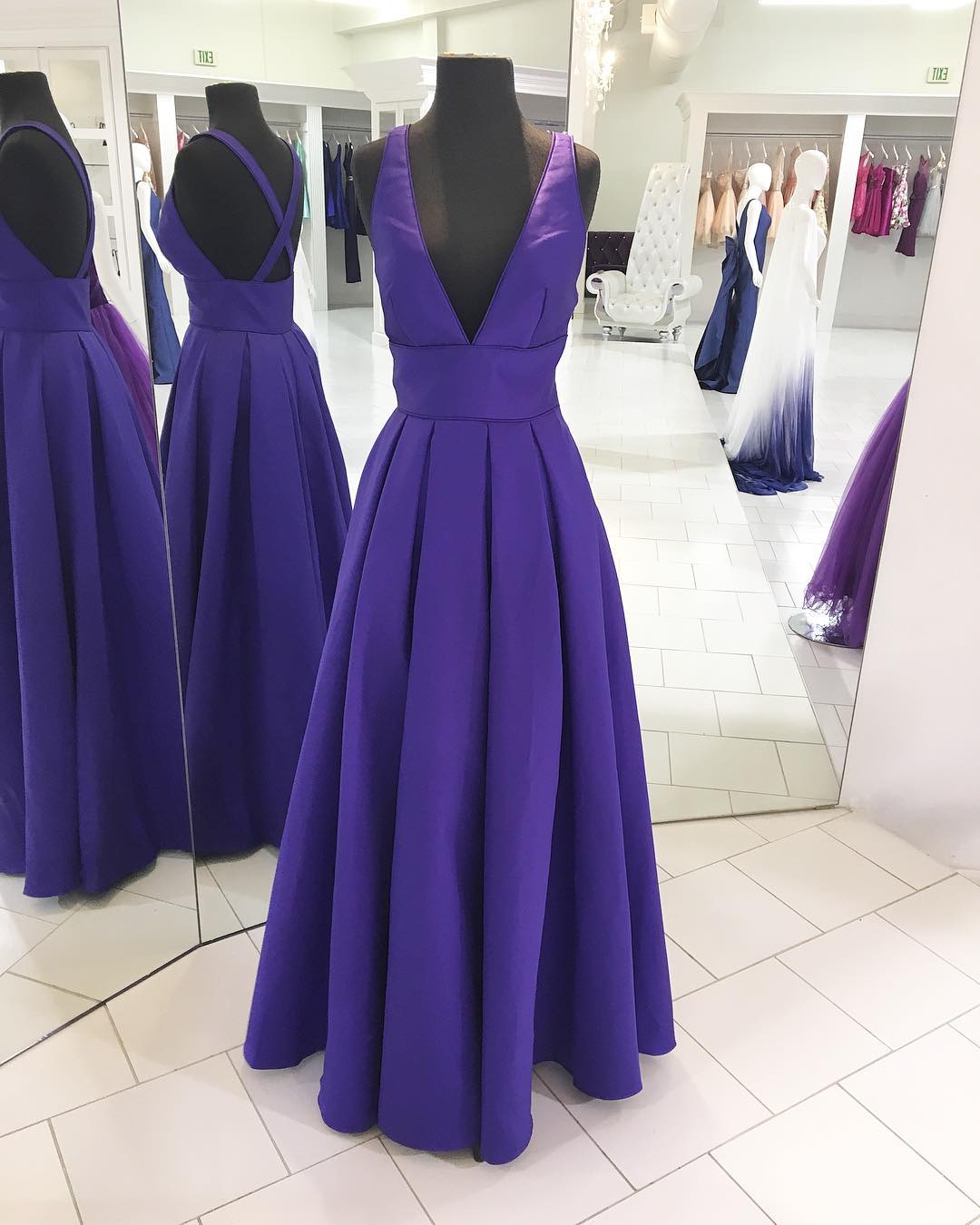 Elegant V Neck Long Prom Dress With Cross Back P1257 on Luulla