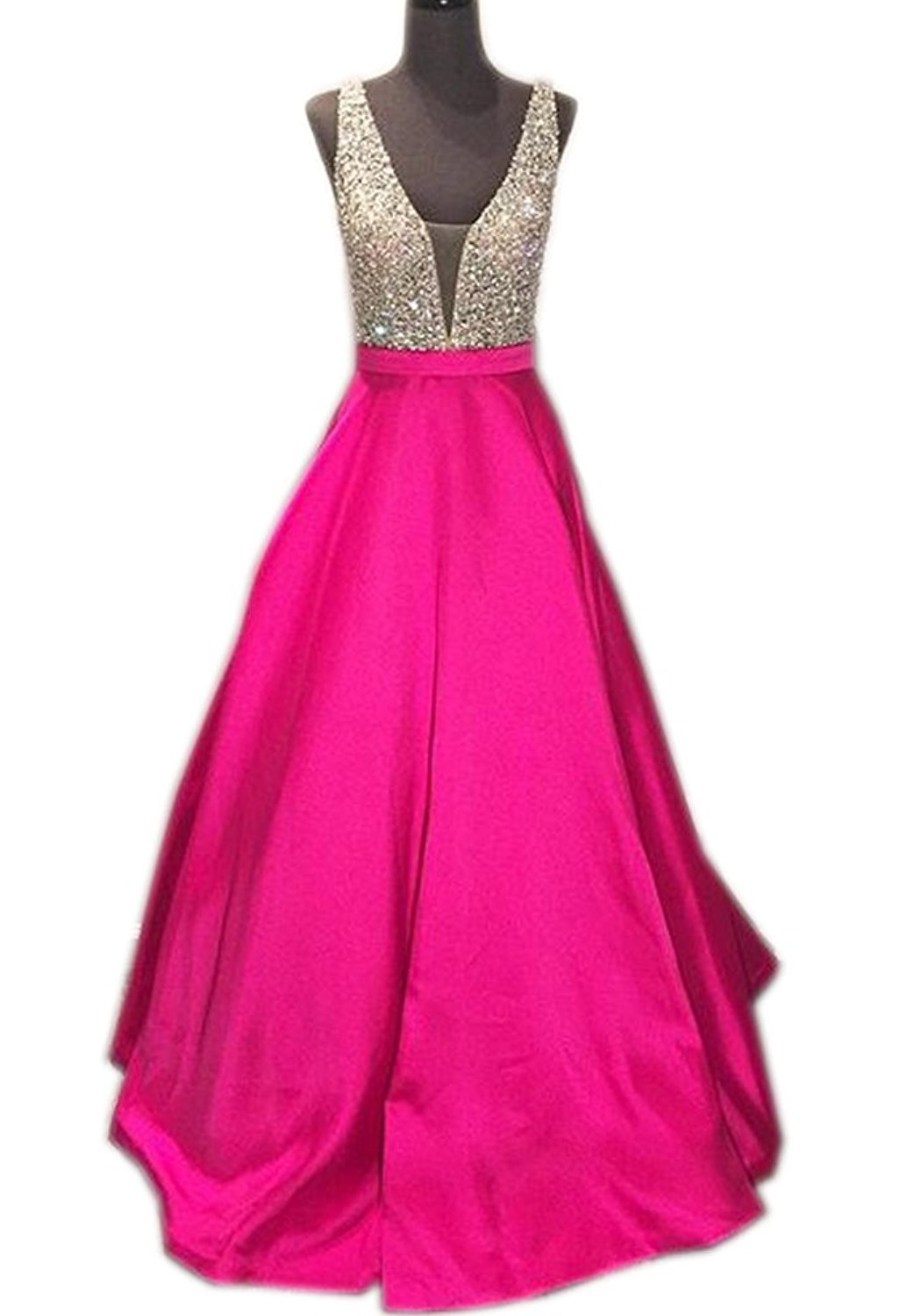Arrival Prom Dress,modest Prom Dress,elegant Crystal Beaded V Neck Long ...