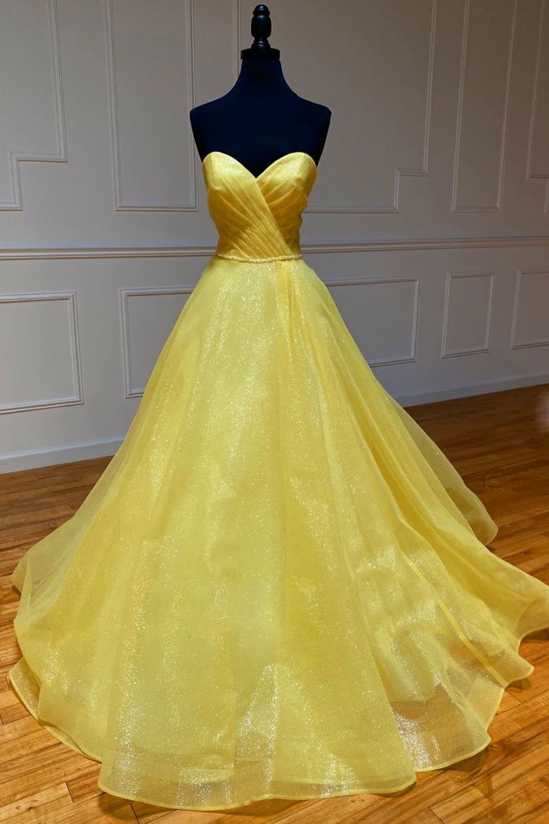 Yellow Tulle Sweetheart Long Prom Dress Yellow Formal Dress on Luulla