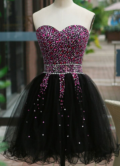 Black Homecoming Dress,Short Prom Gown,Tulle Homecoming Gowns,Elegant A ...