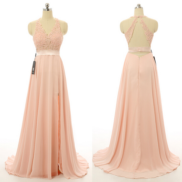 2016 Prom Dresses,blush Pink Evening Gowns,sexy Formal Dresses,chiffon ...